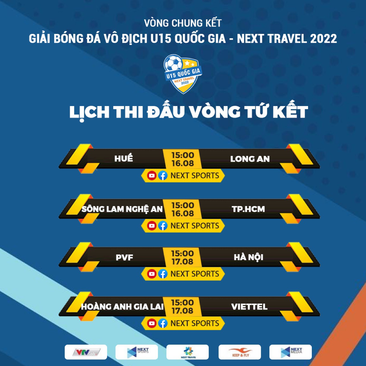 Lộ diện 8 cái tên xuất sắc lọt vào tứ kết giải U15 Quốc gia 2022