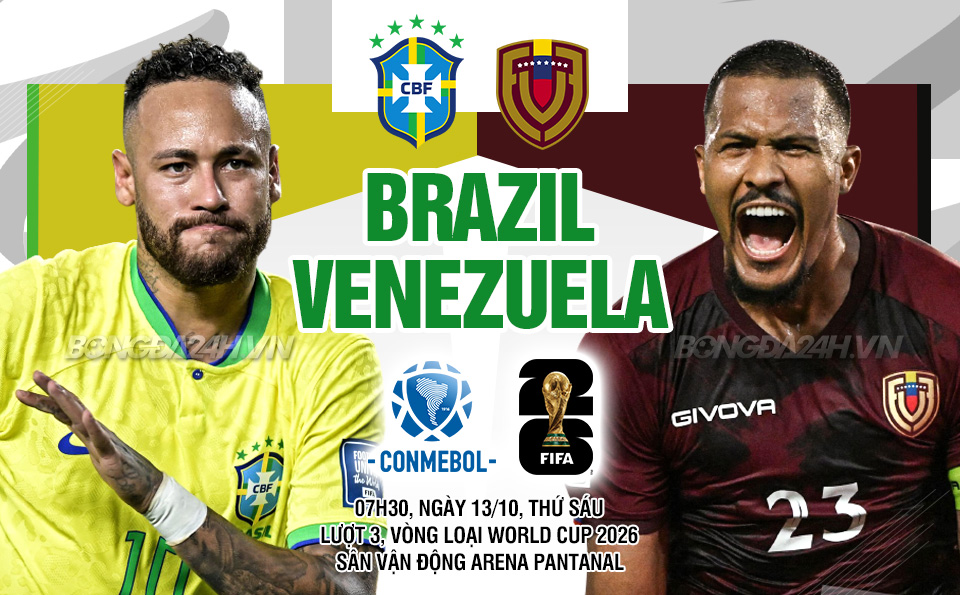 Trực tiếp bóng đá Brazil vs Venezuela Vòng loại World Cup 2026
