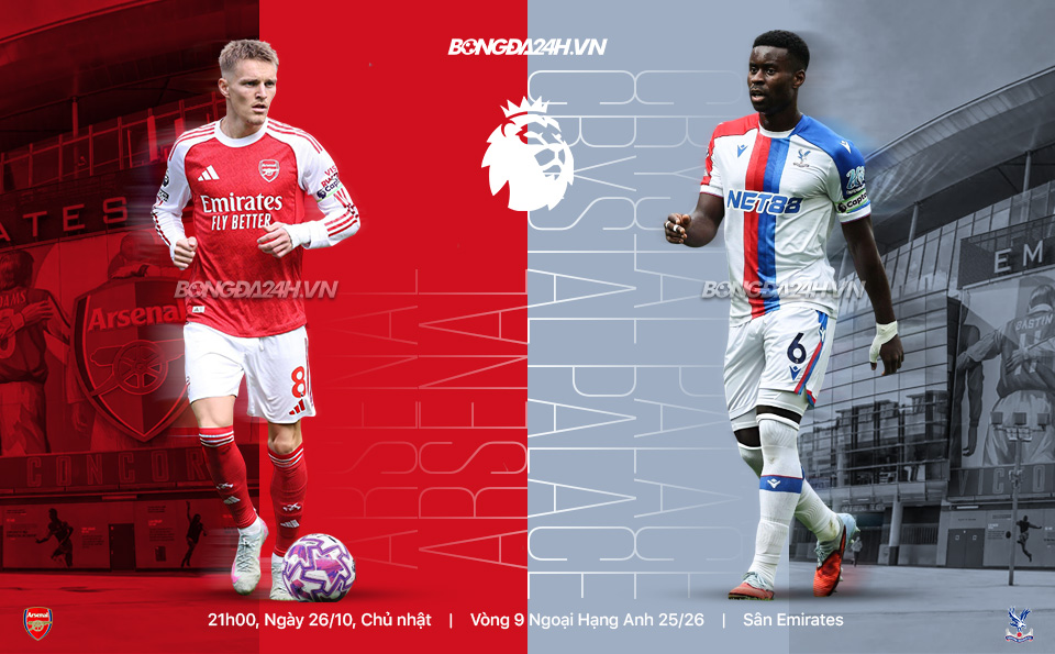 Trực tiếp bóng đá Arsenal vs Crystal Palace hôm nay